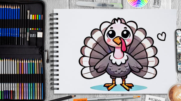 How to Draw a Cute Turkey: Easy Step-by-Step Drawing Tutorial for Kids ...