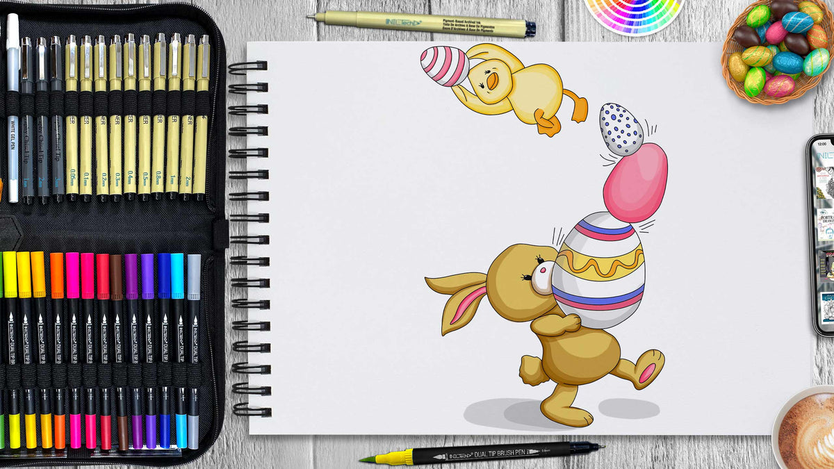 Learn how to draw Easter bunny, chick and festive Eggs | Nil Tech ...