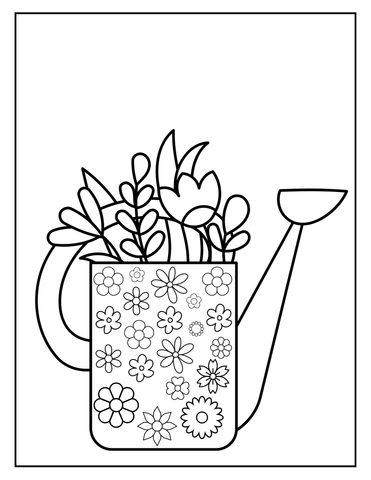 Blooming Buckets: Printable Stress-Relief Coloring Pages Featuring Flo ...