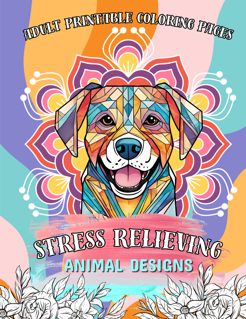 Printable Stress Relieving Animal Designs Coloring Book: Calming & Det ...