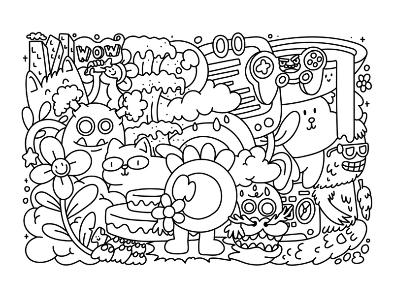Printable (Digital) Doodles Coloring Pages: Book for All Ages - shop ...