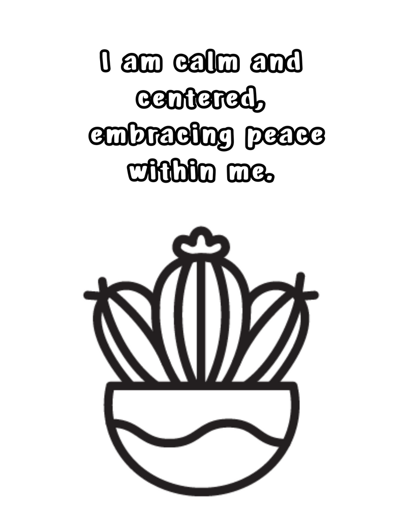 Printable (Digital) Relaxing Affirmation Coloring Pages: Cacti Colorin ...