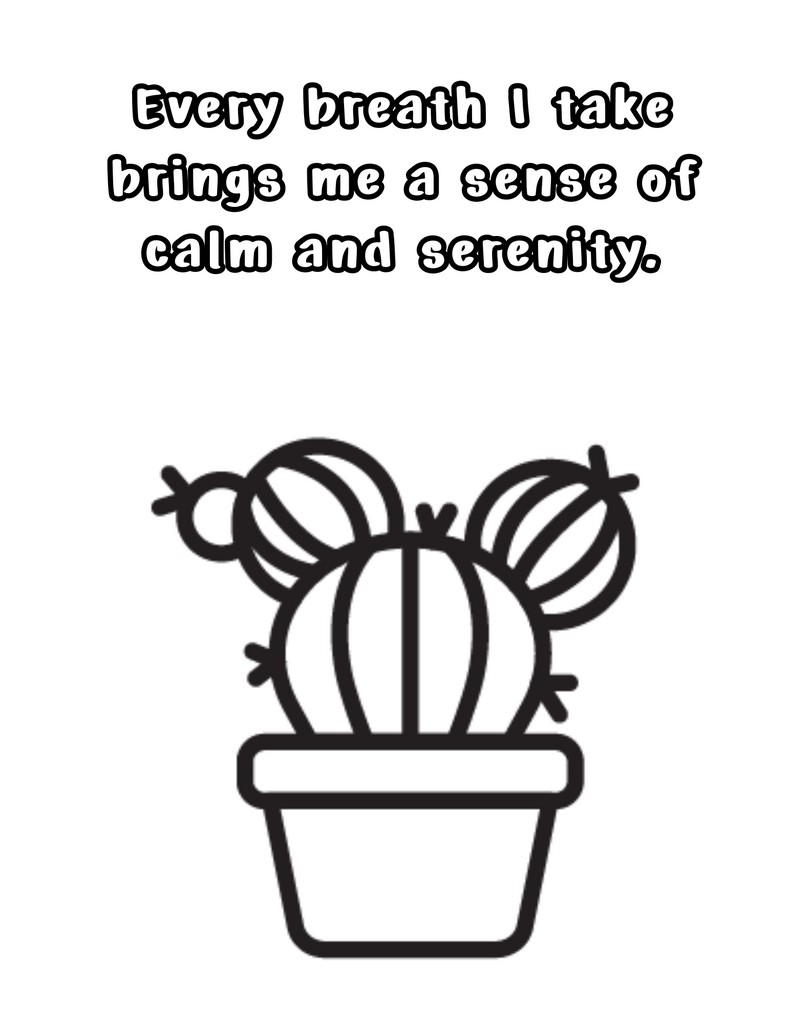 Printable (Digital) Relaxing Affirmation Coloring Pages: Cacti Colorin ...