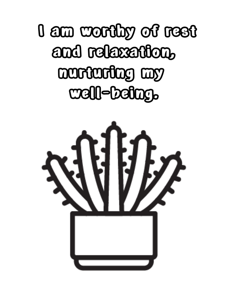 Printable (Digital) Relaxing Affirmation Coloring Pages: Cacti Colorin ...