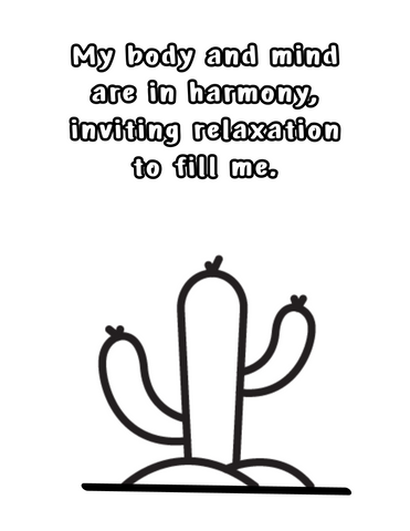 Printable (Digital) Relaxing Affirmation Coloring Pages: Cacti Colorin ...