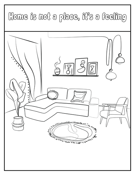 Warm and Peaceful Spaces: Printable Coloring Book PDF of Cozy Home Int ...