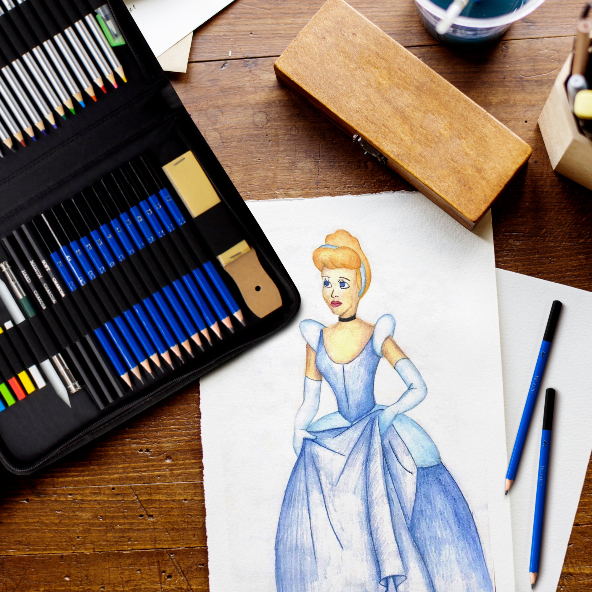 Drawing Pencils Art Set – 55 Watercolor Pencils and Sketching Art ...