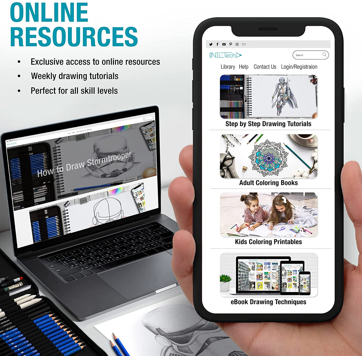 Drawing Pencils Art Set – 55 Watercolor Pencils and Sketching Art ...