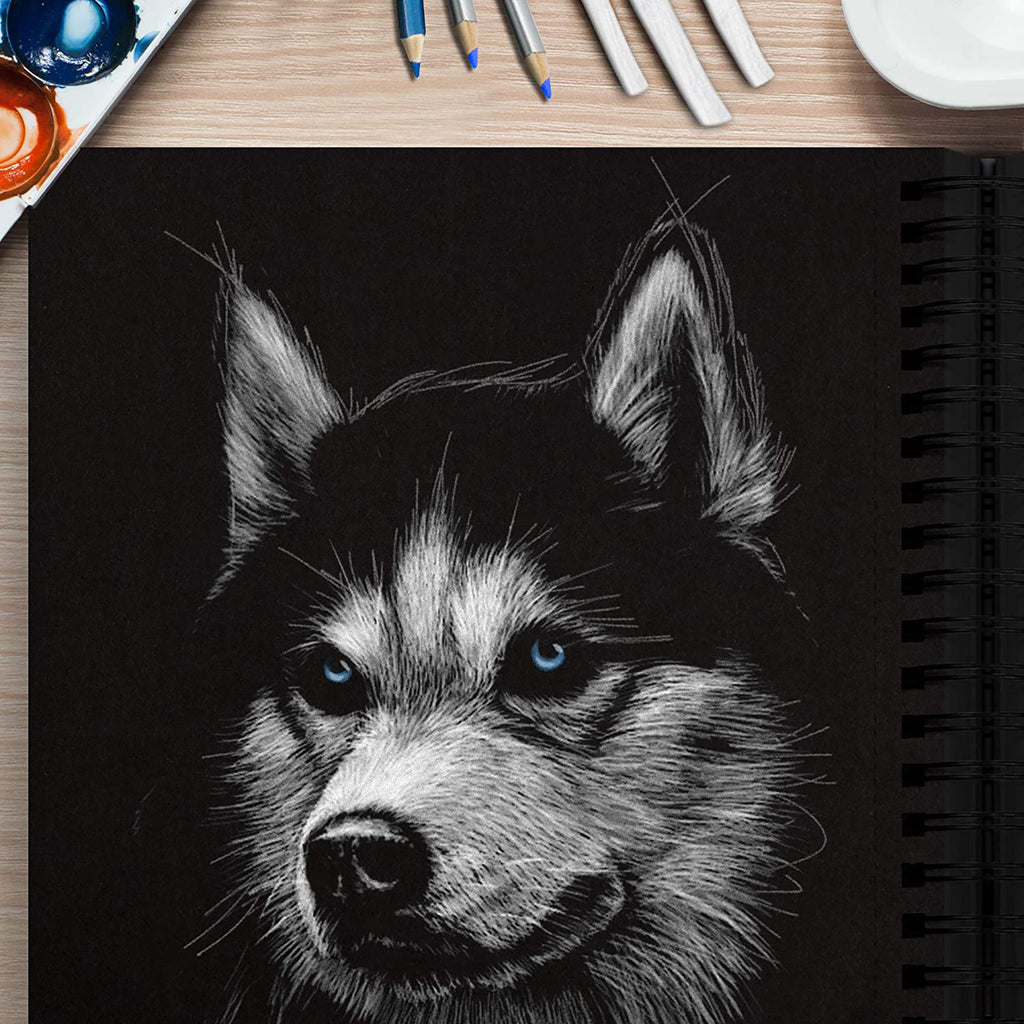 Black Paper Sketchbook 9x12 inches - 70 Pages | Drawing Sketchbook ...