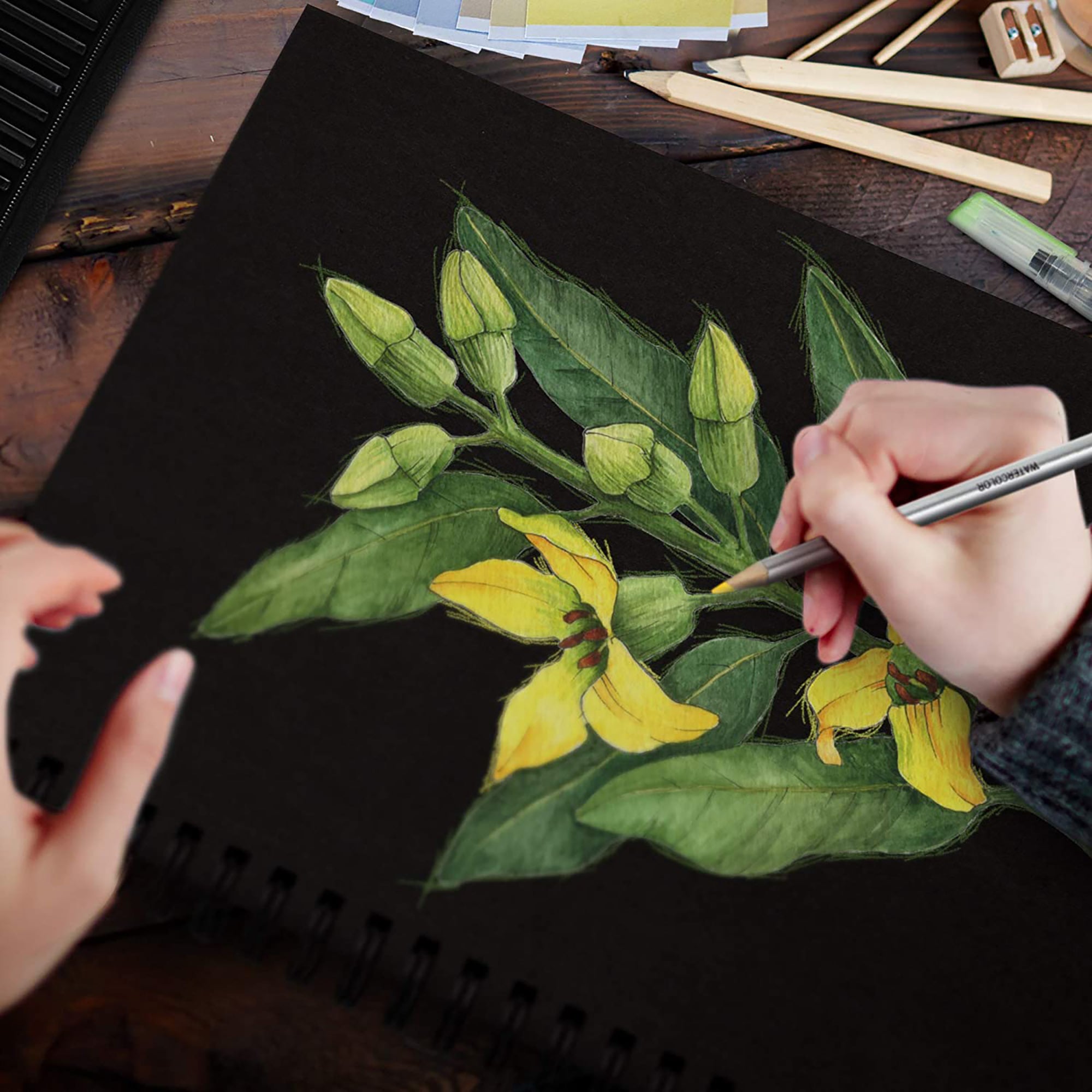 Black Paper Sketchbook 9x12 inches - 70 Pages | Drawing Sketchbook ...